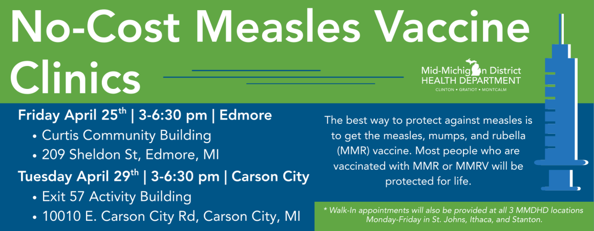 No-Cost Measles Clinic WS Banner | MMDHD District Health Department